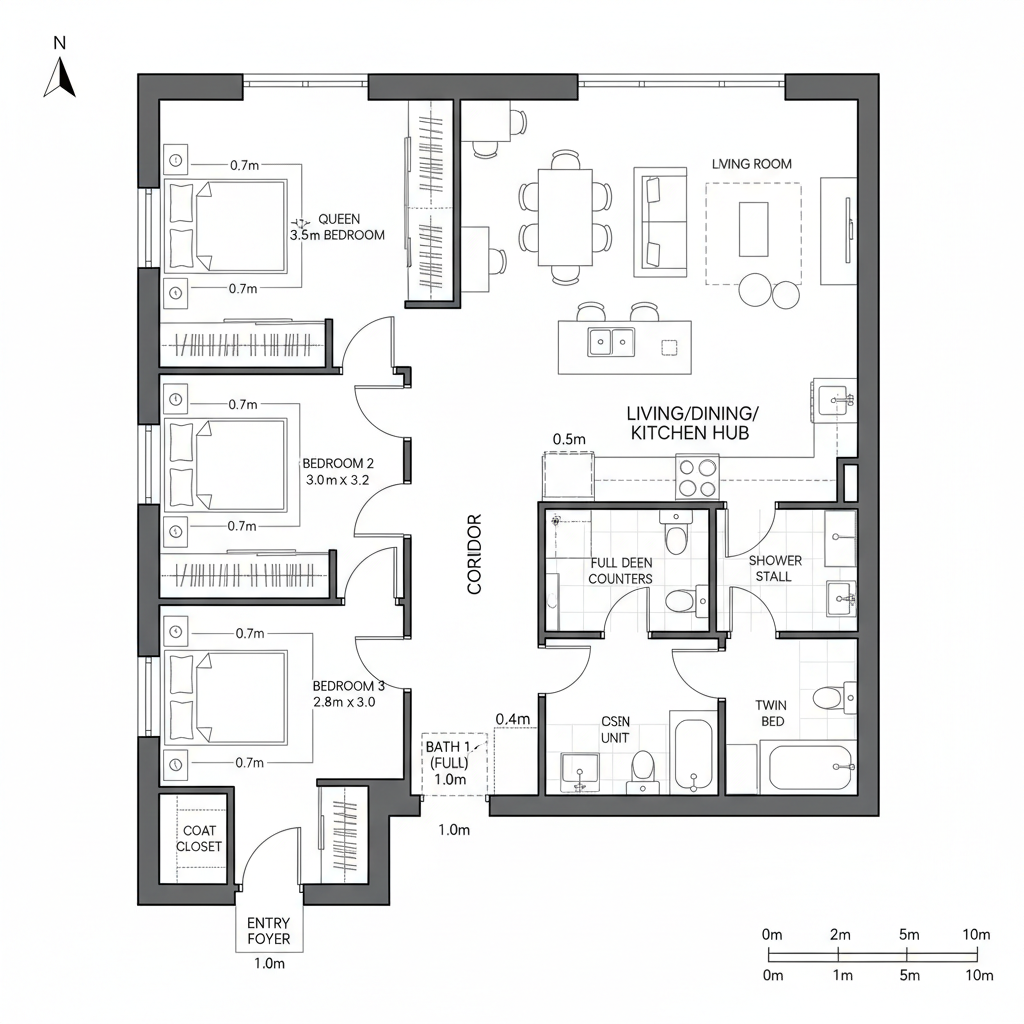 Small Three-Bedroom Floor Plans—Future-Ready Compact Living