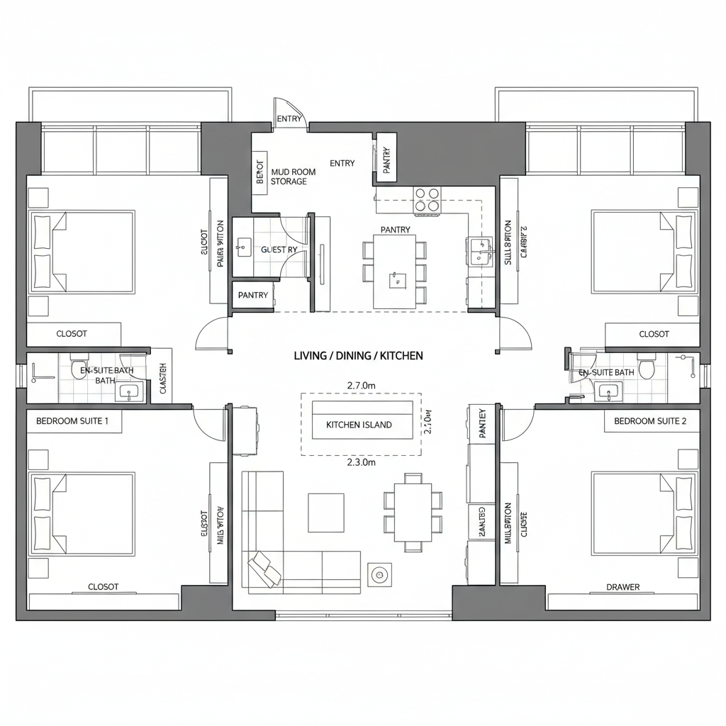 Bathroom Lines in a Loft? 2 Bedroom 3 Bath Loft Floor Plans