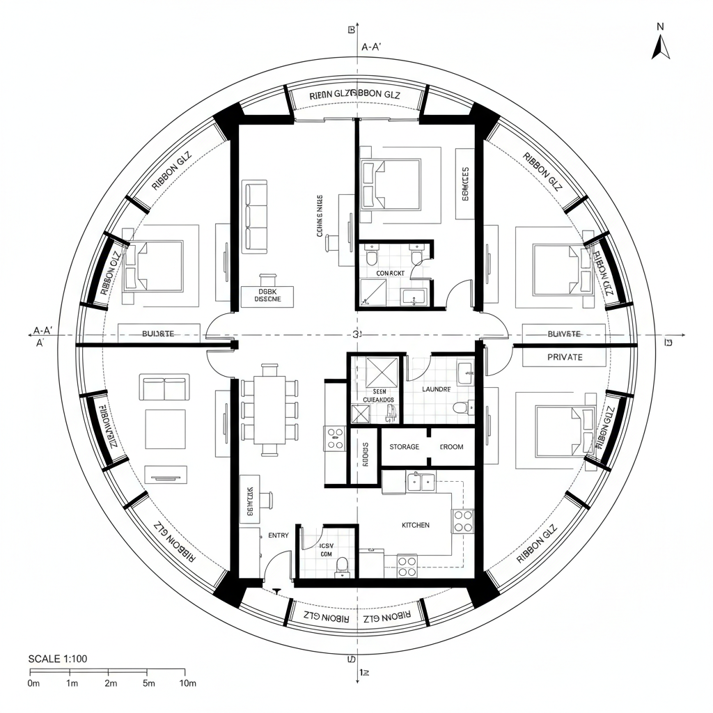 1 Floor Elevation Plan: Futurist One-Story Design Logic