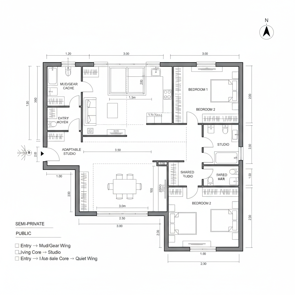 Woodstock Floors Master Plan | Future-Spine, Courtyard Loop, Quiet Wing