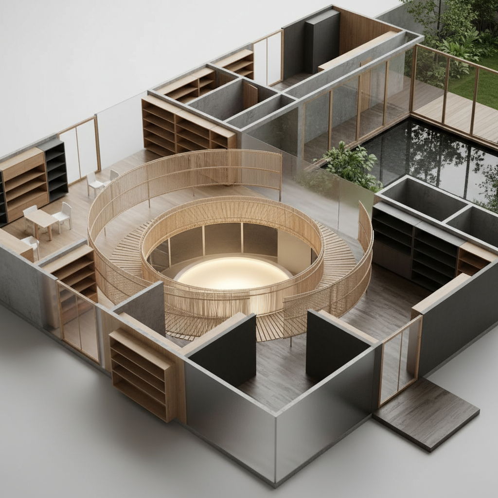 Modern 3D Bungalow Floor Plan — Future Interface Design