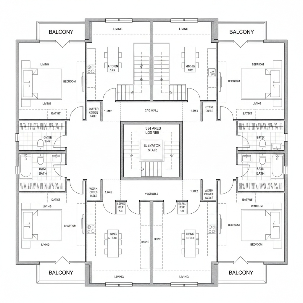 4 Unit Per Floor Apartment Floor Plan: Fix Heat & Privacy