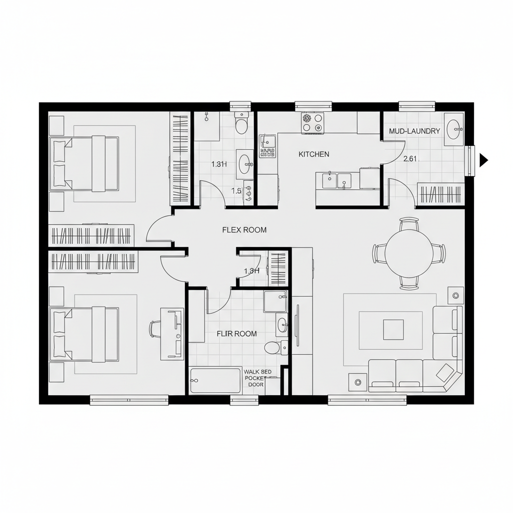 1200 sq ft 2BHK Ground Floor Layouts for Future Living