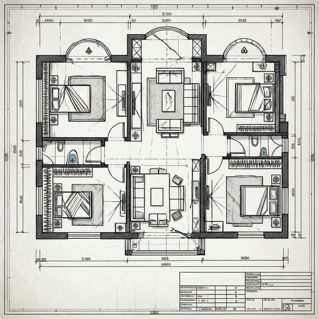 Contoh Gambar Denah Rumah AutoCAD