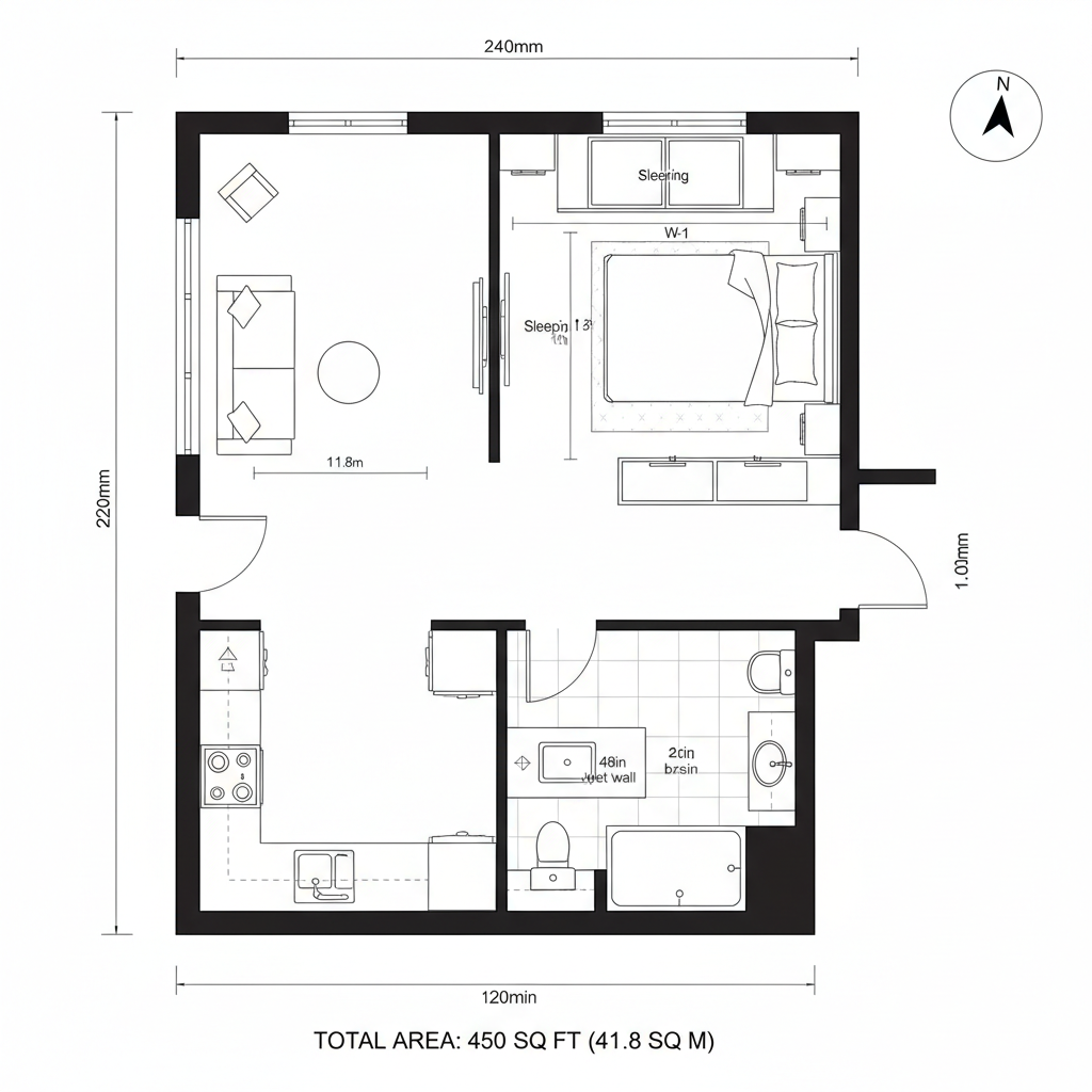 450 sq ft Building Floor Plan—Future-Ready Micro Living