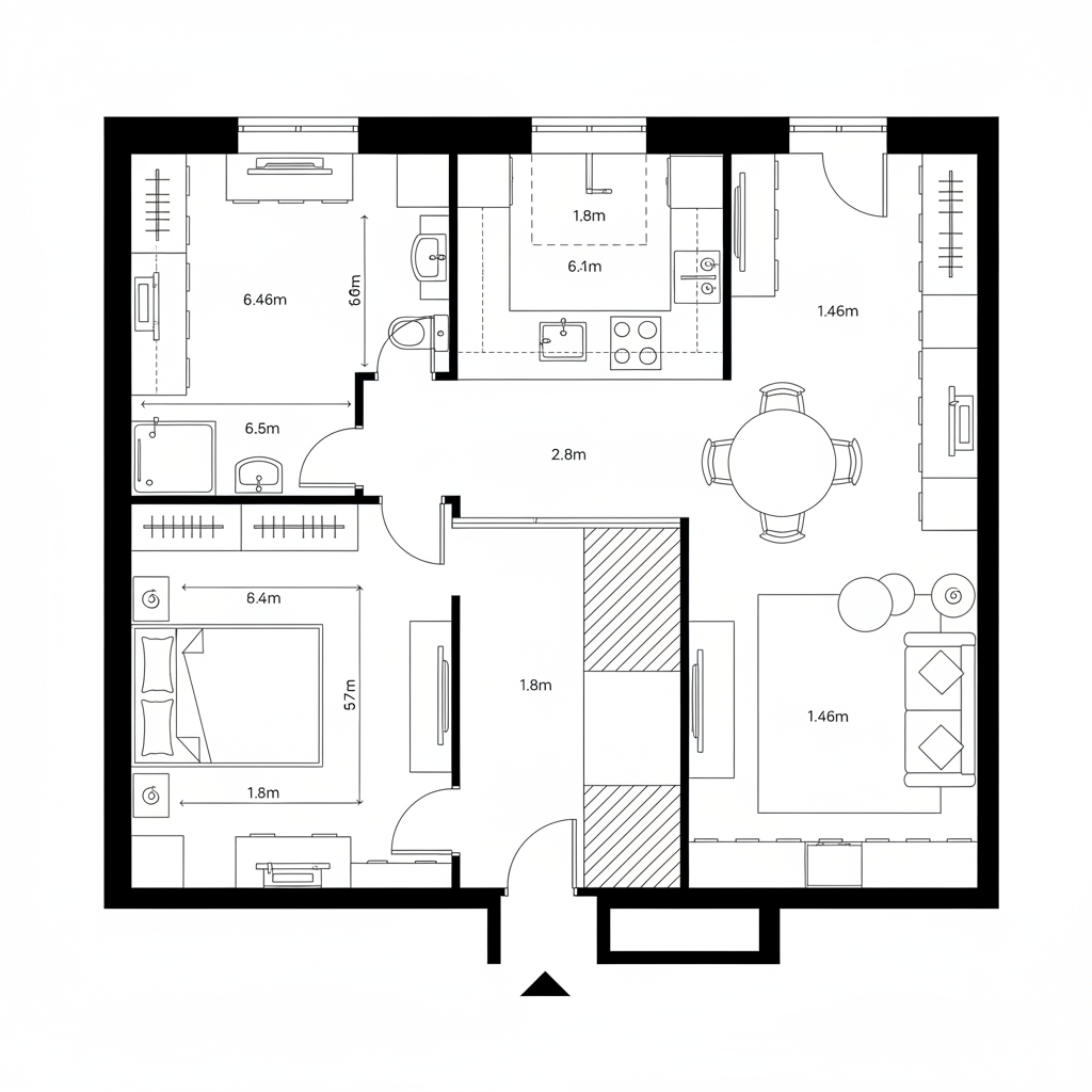 360 sq ft Floor Plan: Future Interface for Micro Living
