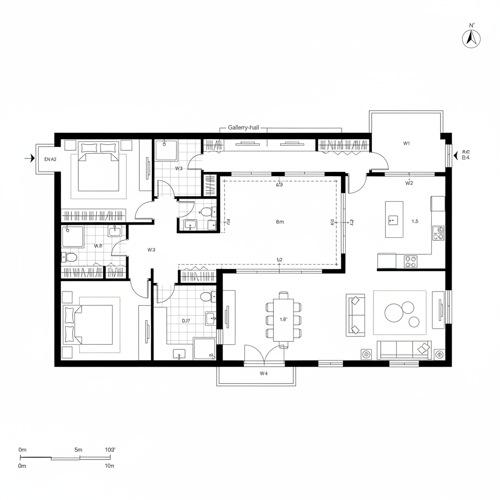 1 Floor Elevation Plan: Futurist One-Story Design Logic