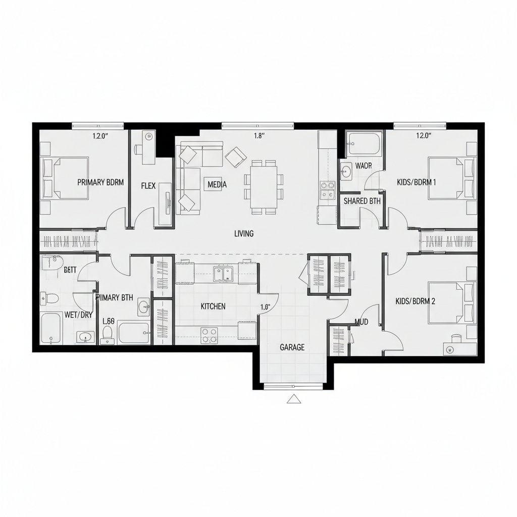 Small 3-Bedroom Single-Floor House Plans: Future-Ready Interfaces