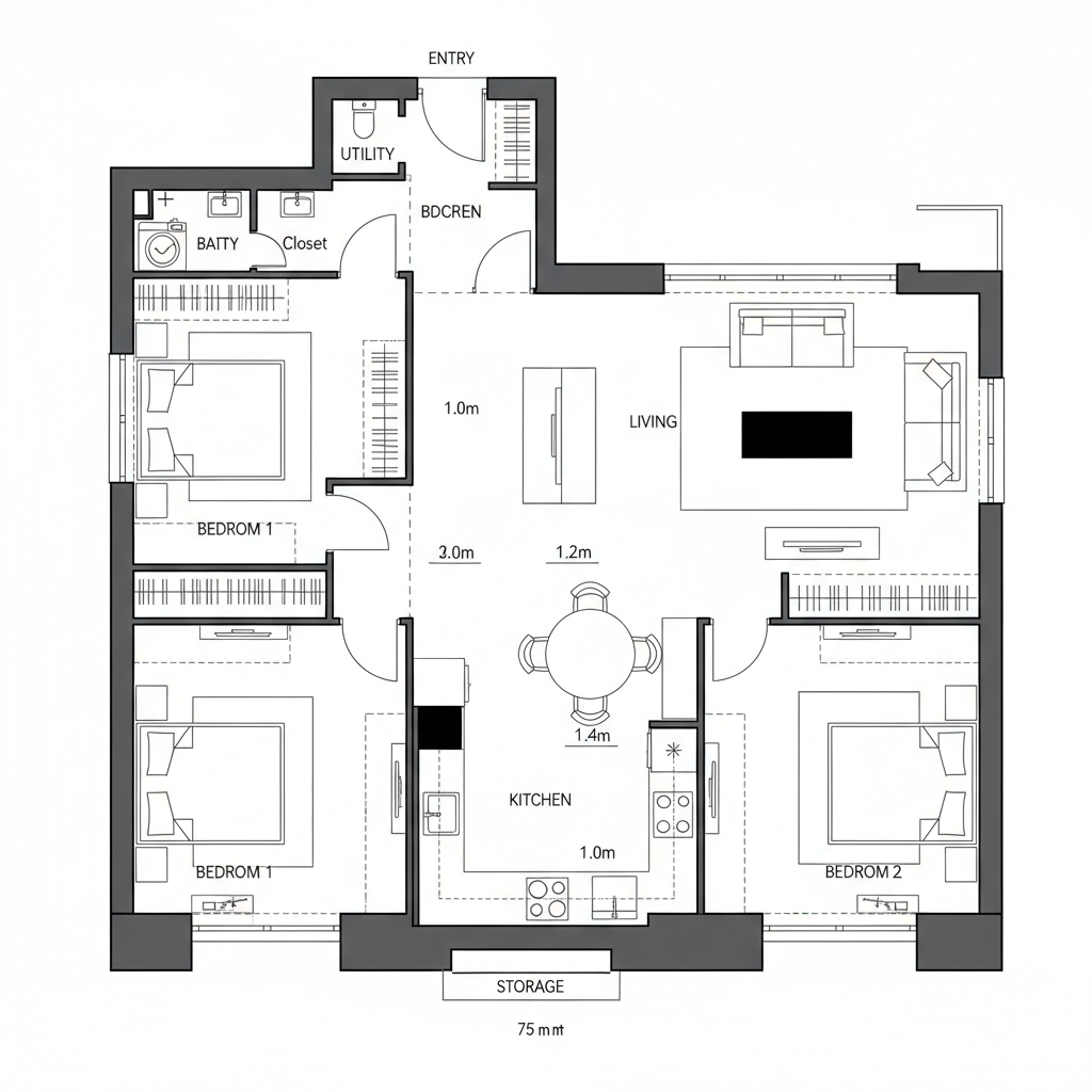 ICC 2 Floor Plan: Fix Cramped 2‑Bedroom Layout Flow