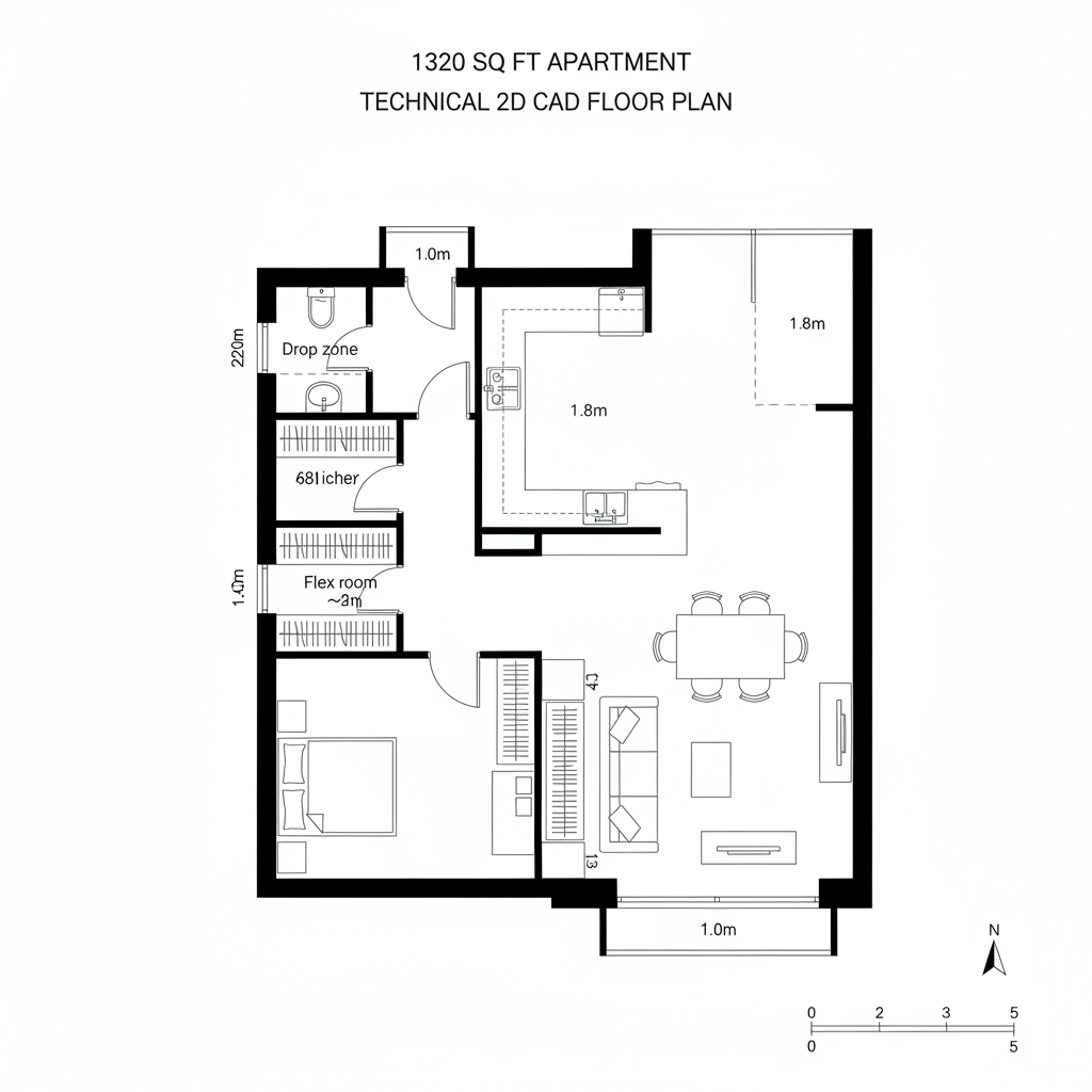 Aparna Serene Park 1320 sq ft Floor Plan: Futurist Layout Read