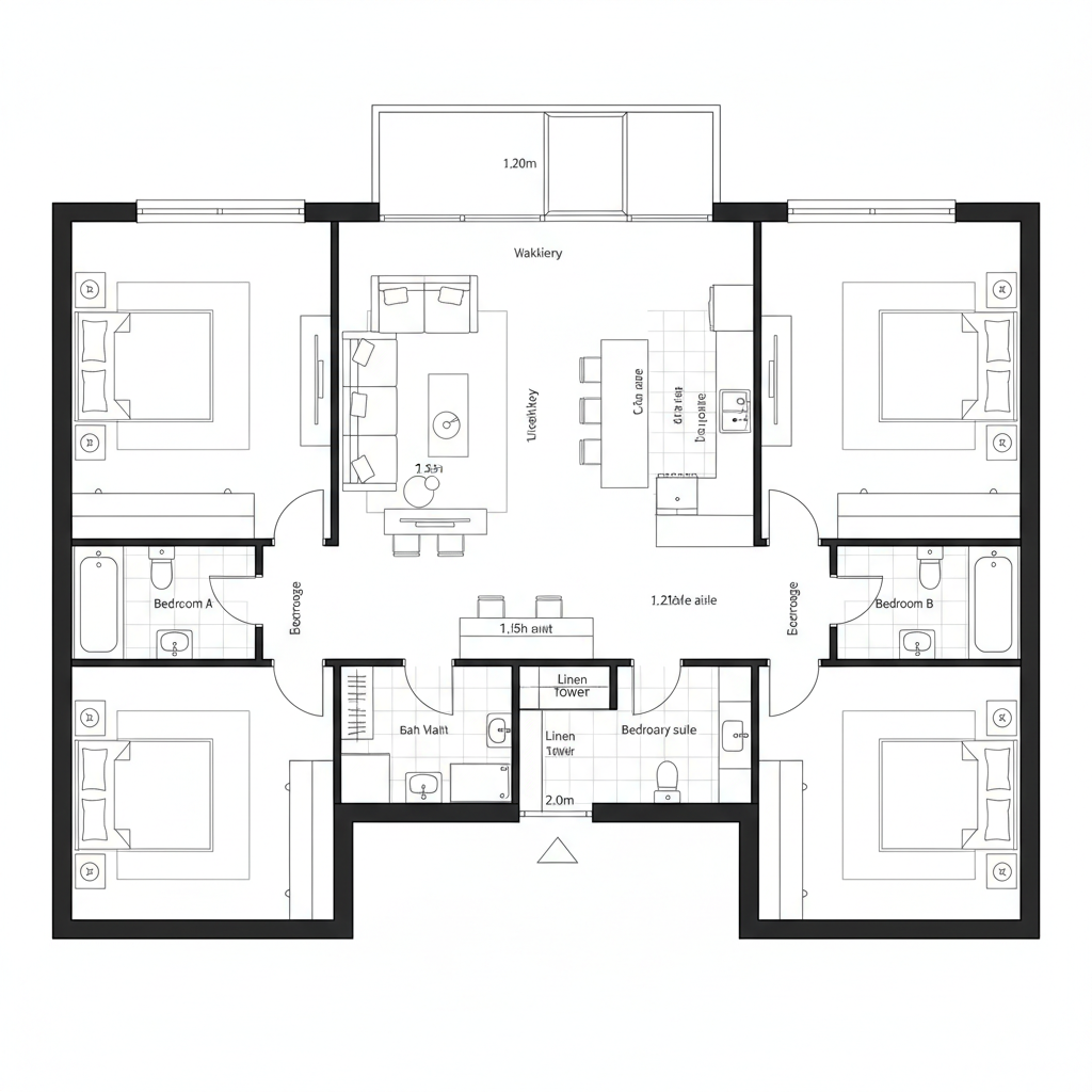 Future-Ready 2 Bedroom 2 Bath Single Floor House Plans