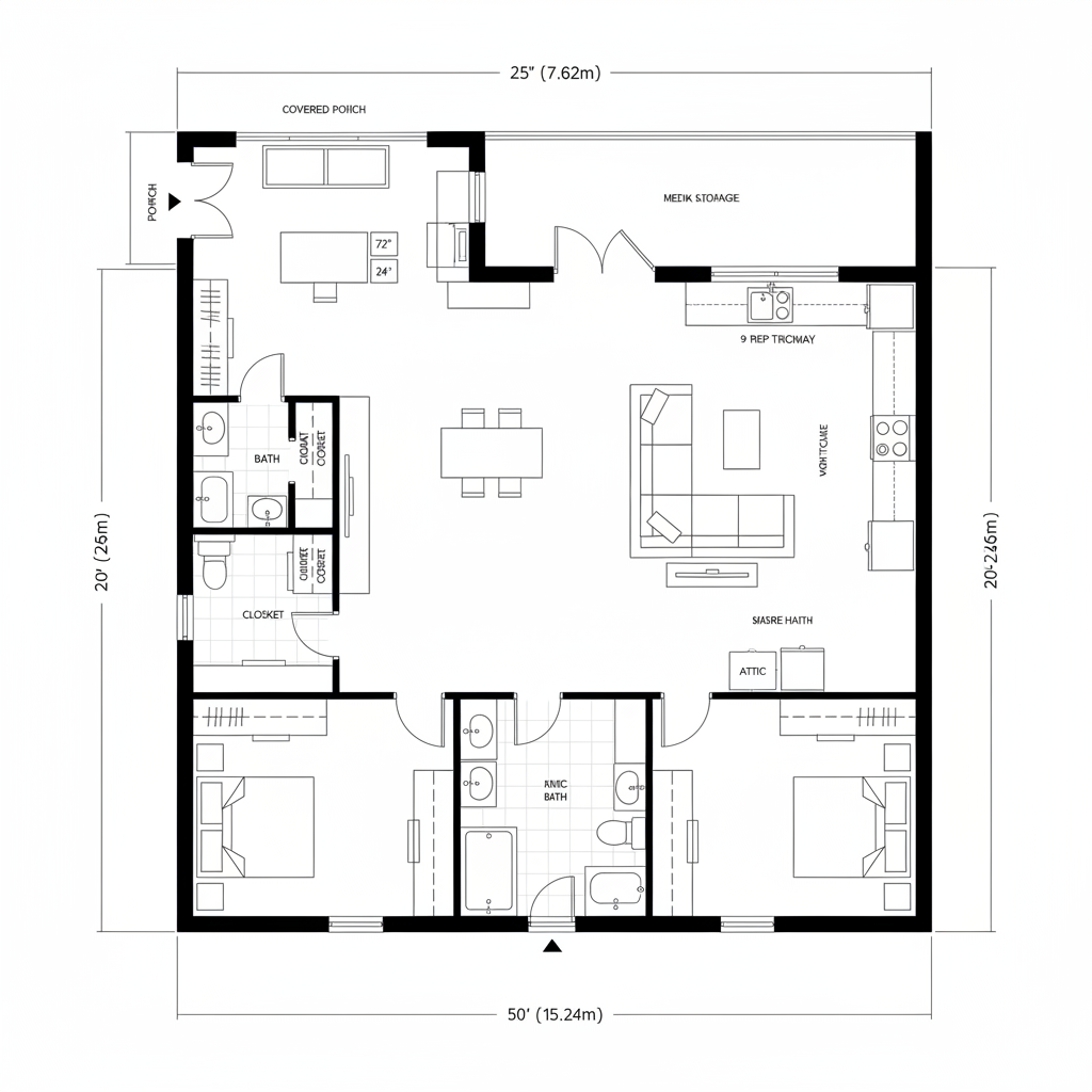 25x50 2 BHK House Plan — Future-Ready Layouts