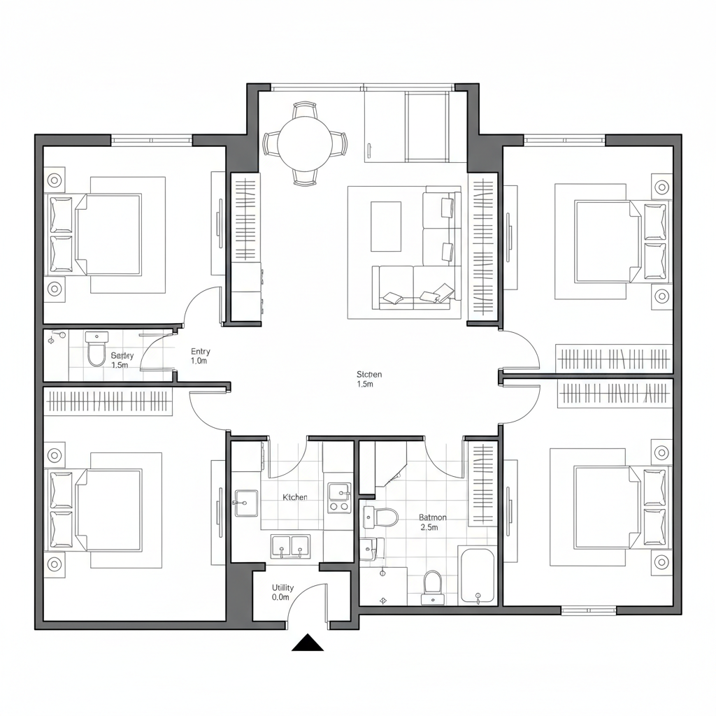 2BHK High-Rise Apartment Floor Plan — Future-Ready Layouts