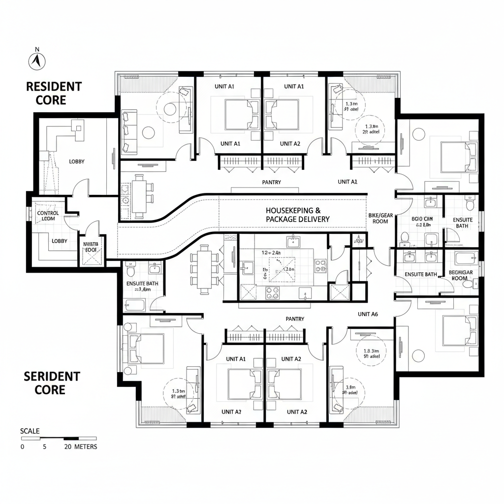 Seven Floors Floor Plan: Futurist Residential Logic