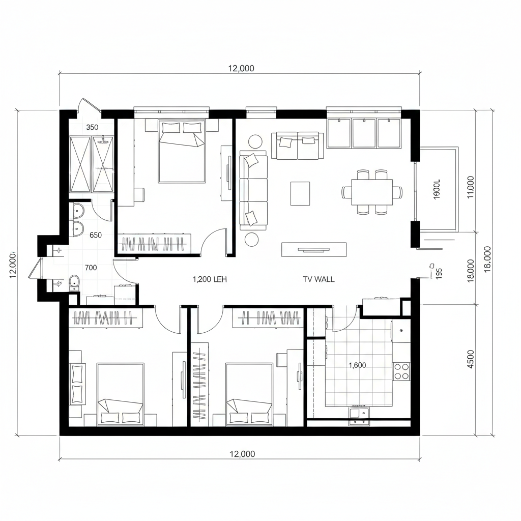 East-Facing 12m×18m 2BHK Apartment Plan Concepts