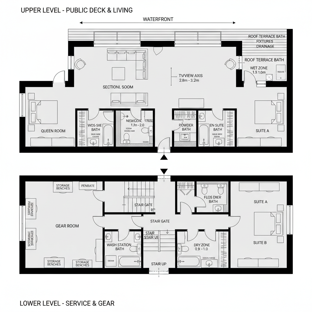 2 Bedroom 5 Bath Waterfront Floor Plans—Future Interface Design