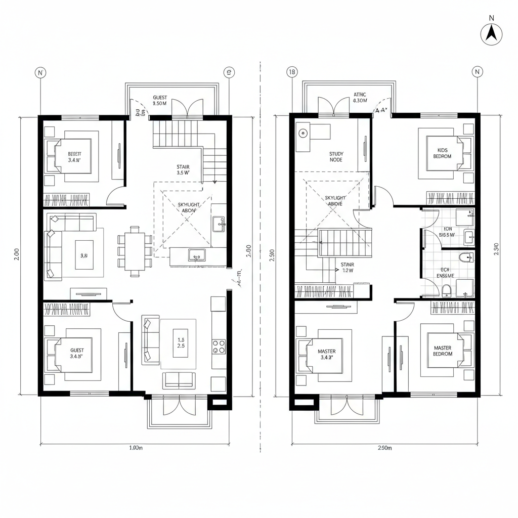 Kerala Vaastu 3-Bedroom Two-Floor Future Plan