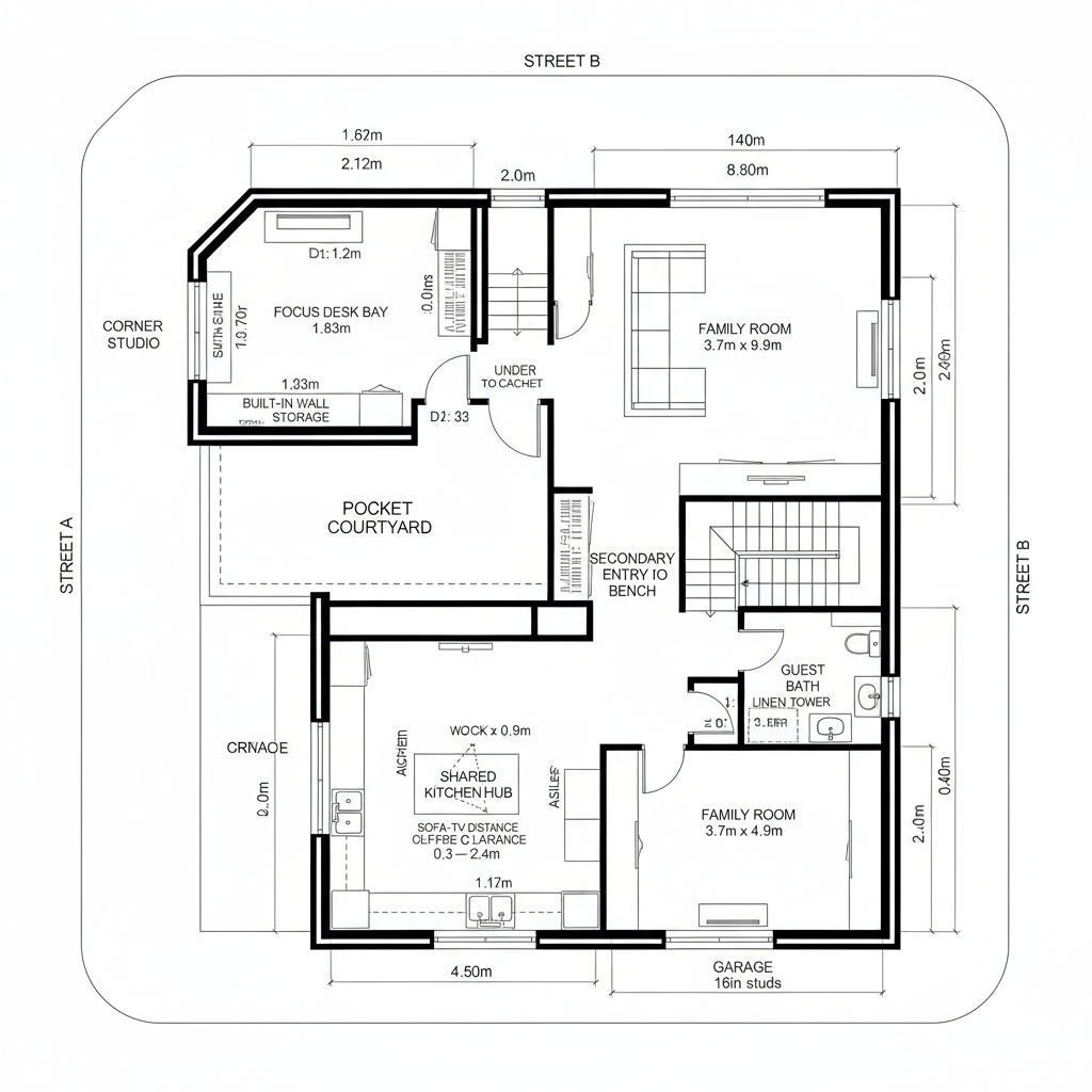 Two-Story Corner Plot Layouts with Future-Ready Planning