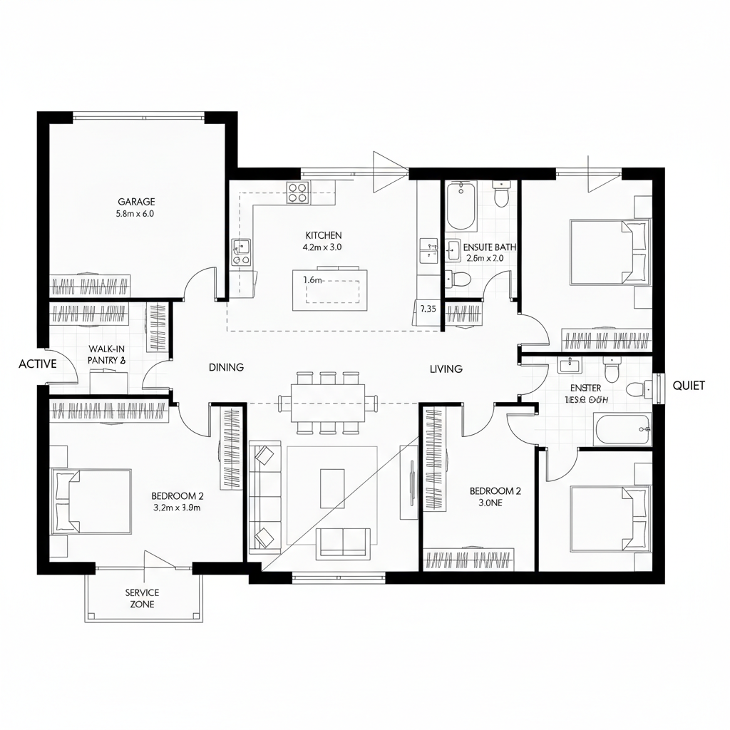 One-Floor Three-Bedroom 3D Home Plans: Future-Ready Layouts
