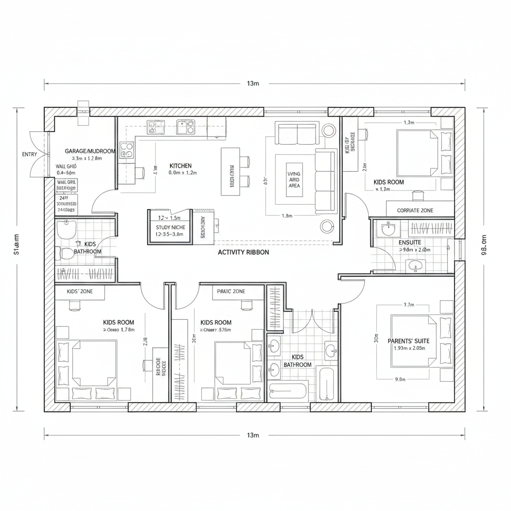 Ground Floor Plan for Three-Bedroom House – Future-Focused Layouts