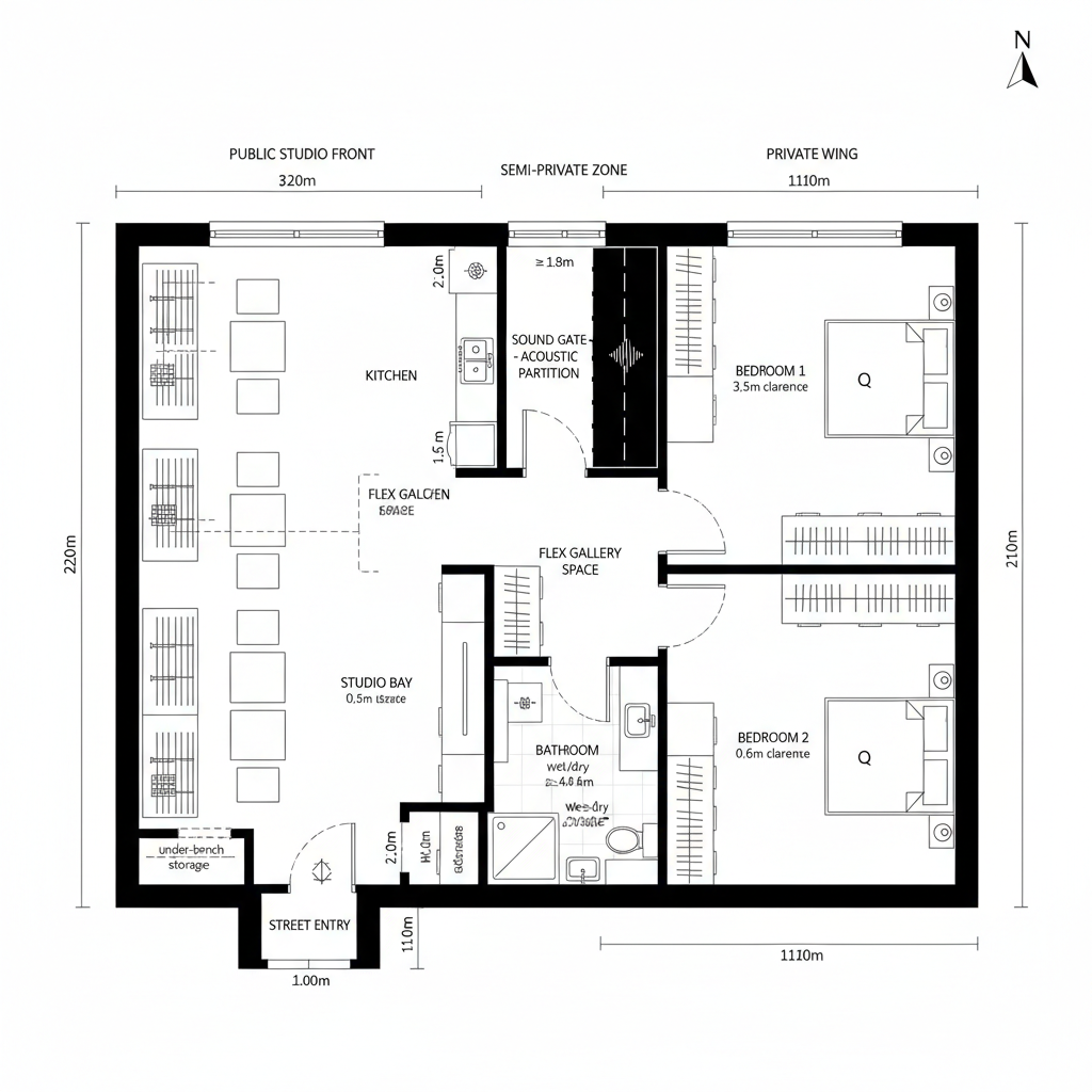 Woodstock Floors Master Plan | Future-Spine, Courtyard Loop, Quiet Wing