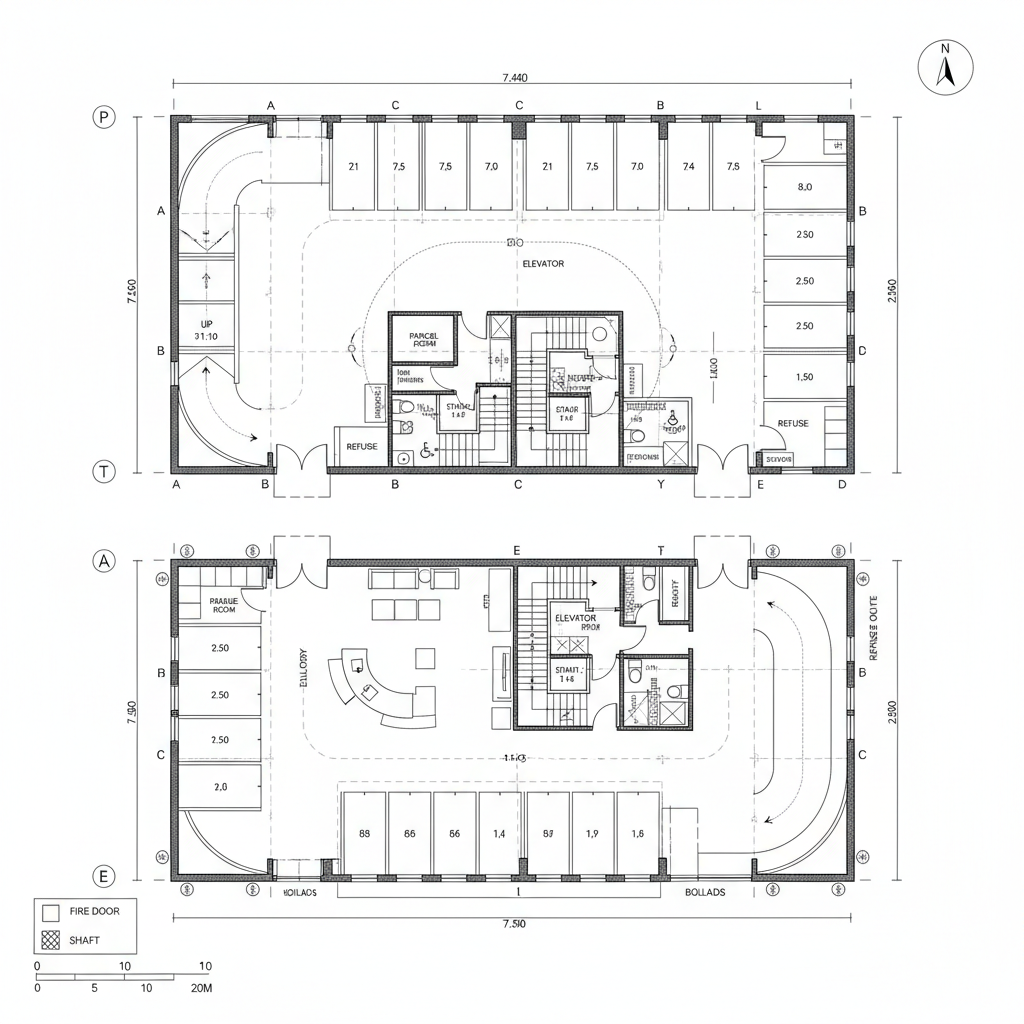 Stilt + G+3 Layout Sanction Plan with Map