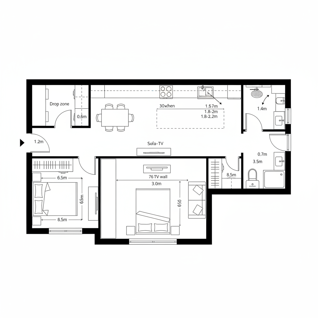 1 BHK Floor Plan 3D—Future Interface Design