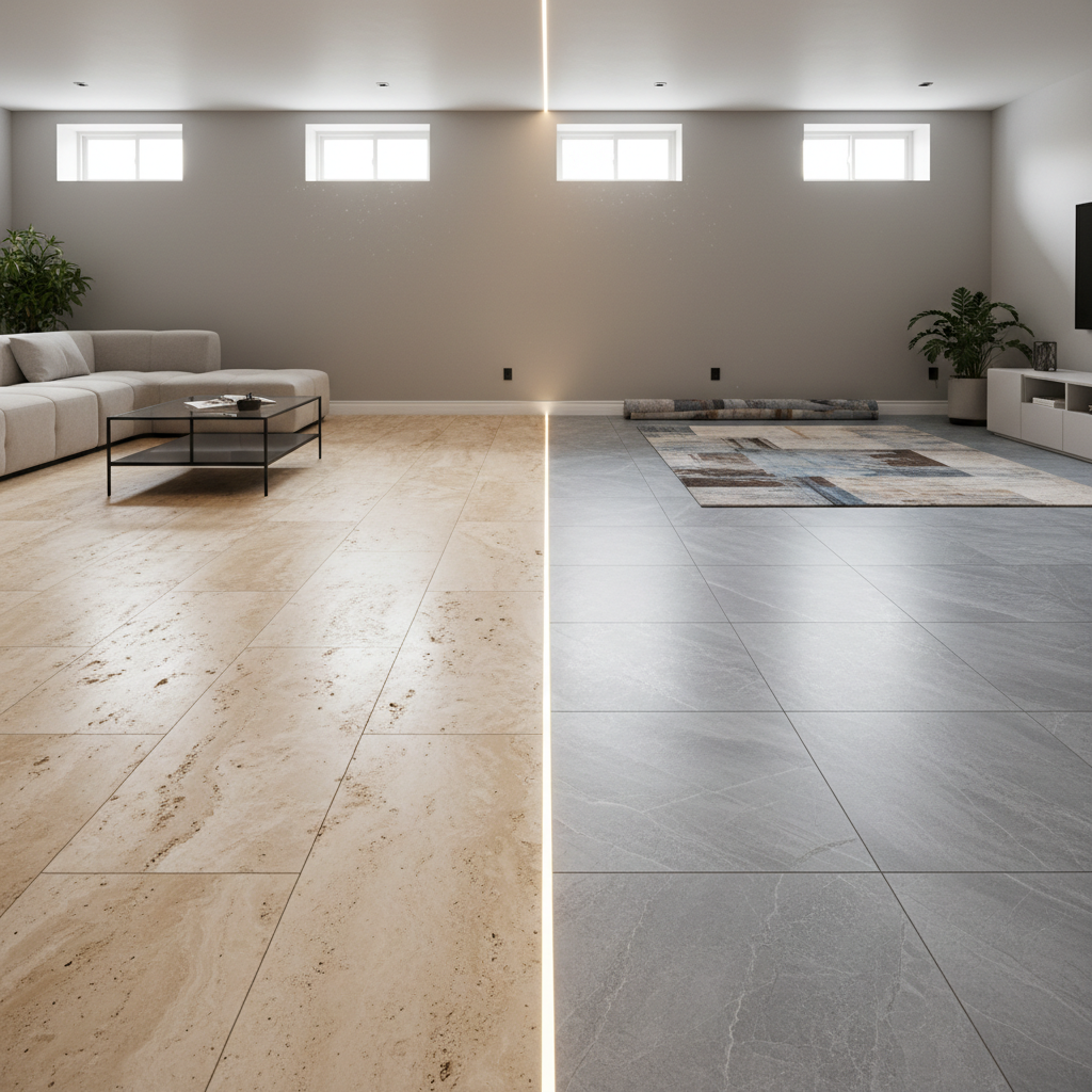 Damp Basement Floor? Travertine vs Porcelain Tile Fix