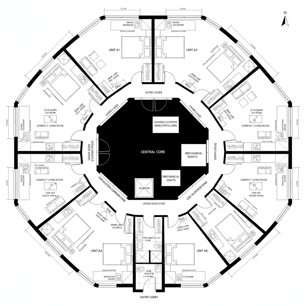 Six-Apartment Small Plan: Future-Ready Floor Logic