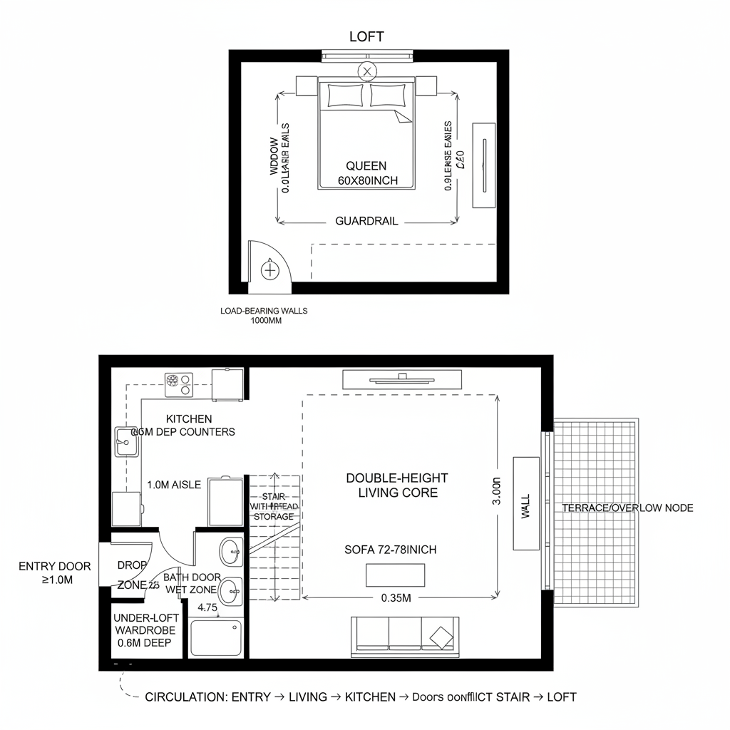 750 sq ft Two-Floor Small House Plan Ideas