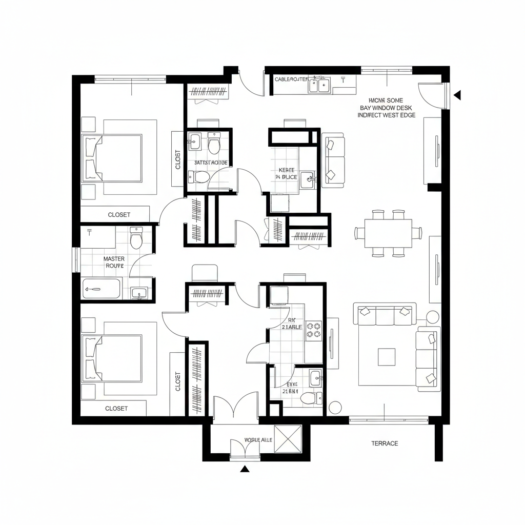 West-Facing 3 BHK Floor Plan: Future-Ready Interface