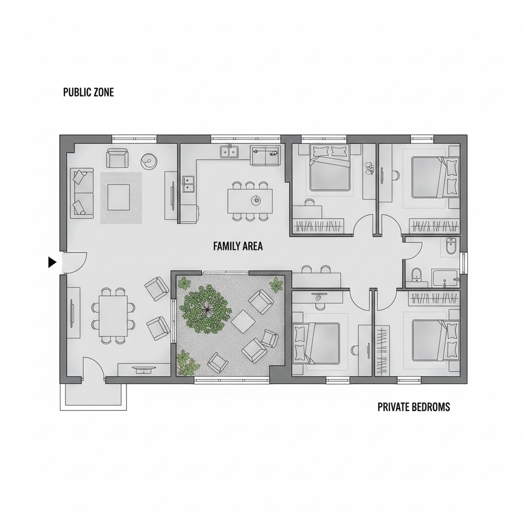 Denah Rumah 10x20 1 Lantai yang Fungsional