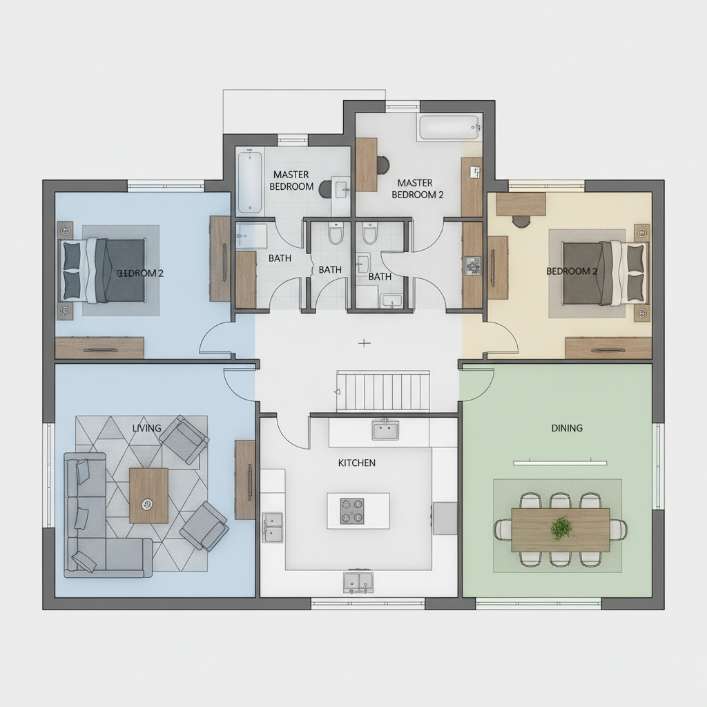 Denah Rumah 2 Lantai 100m2 yang Fungsional